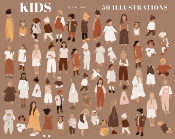 Boho Kids Clipart Baby Clipart Flat Vector Baby Baby Svg - Etsy