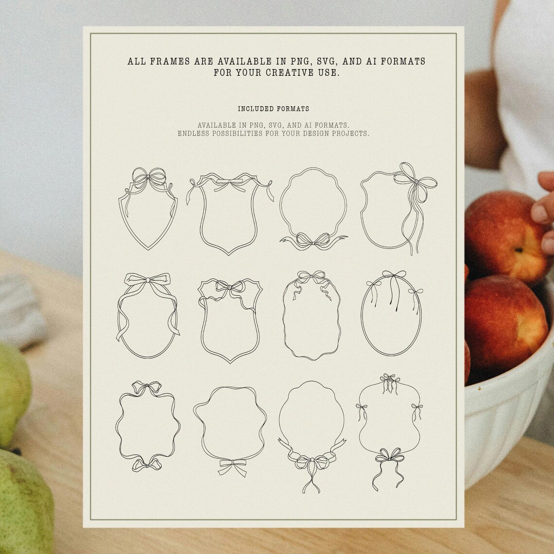 Whimsy Charm Crests and Frames Bundle. Minimalist Hand Drawn Line Art ...