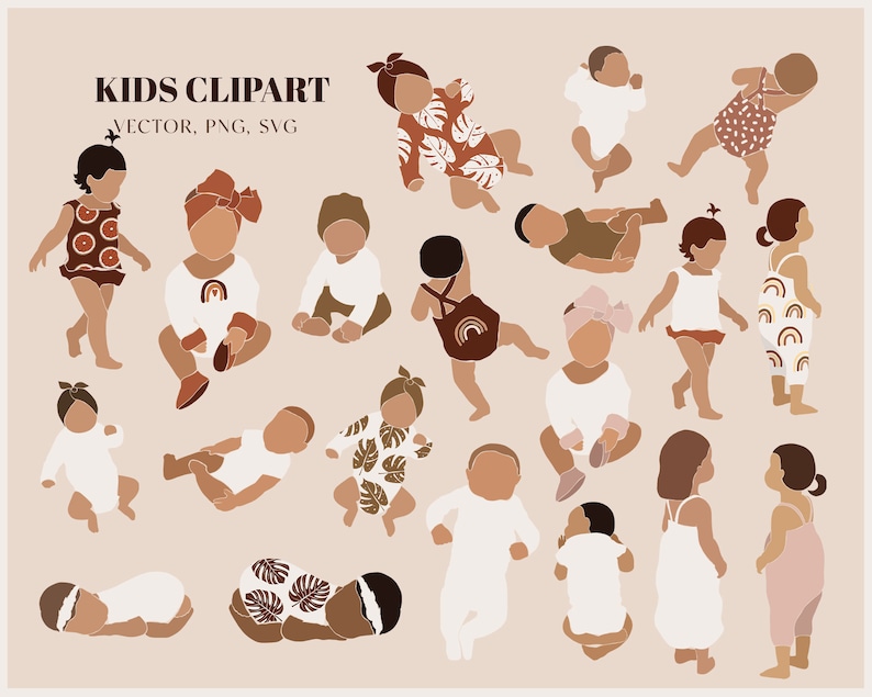 Abstract Baby Clipart: Nursery Prints, SVG Files (20 Kids) - Etsy