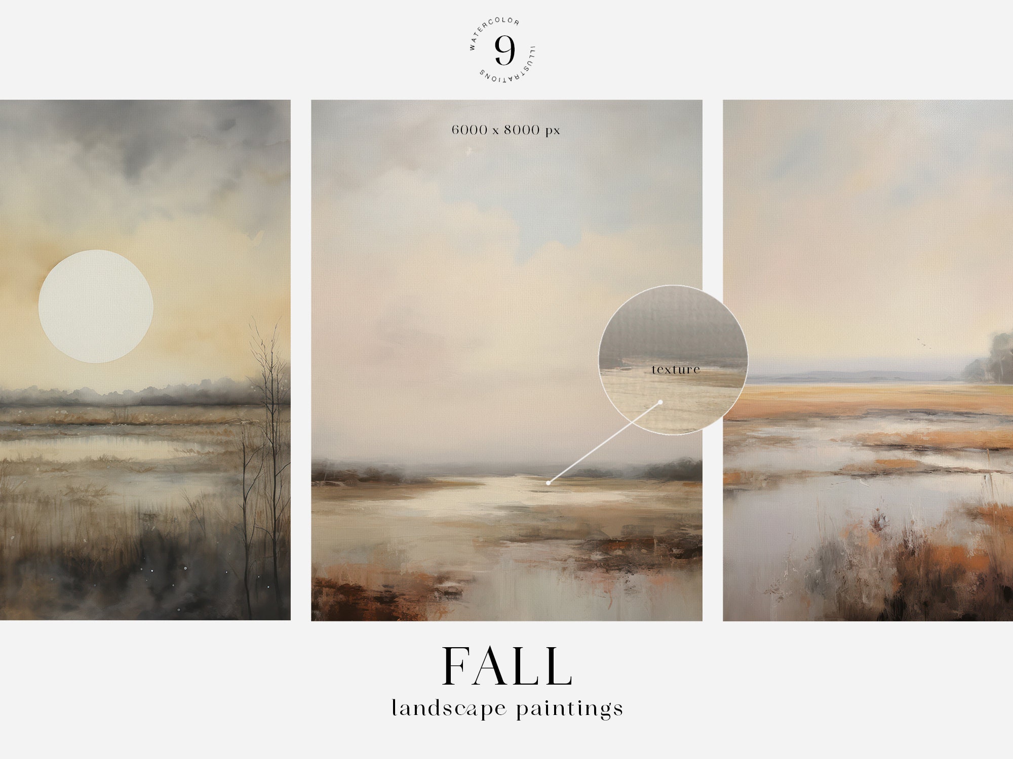 9 Calming Abstract Landscape Painting Neutral Modern Fall Art - Etsy