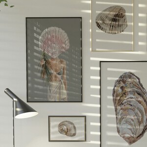 Coastal Gallery Wall Set, Beach Art, Set of 10 Seashells Prints, Modern ...