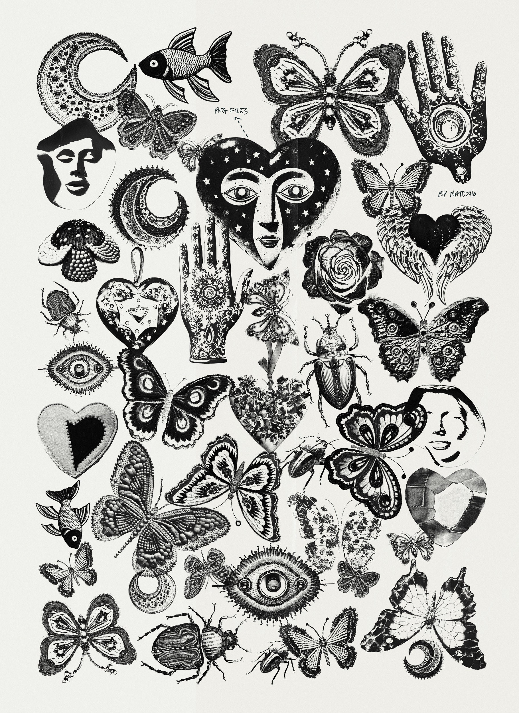 Cryptic Mixed Media Collage Kit: Surreal Graphic Elements (digital ...