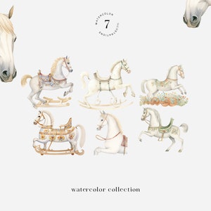 Rocking Horse Watercolor Clip Art. Nursery Art, Baby Shower, Carnival ...