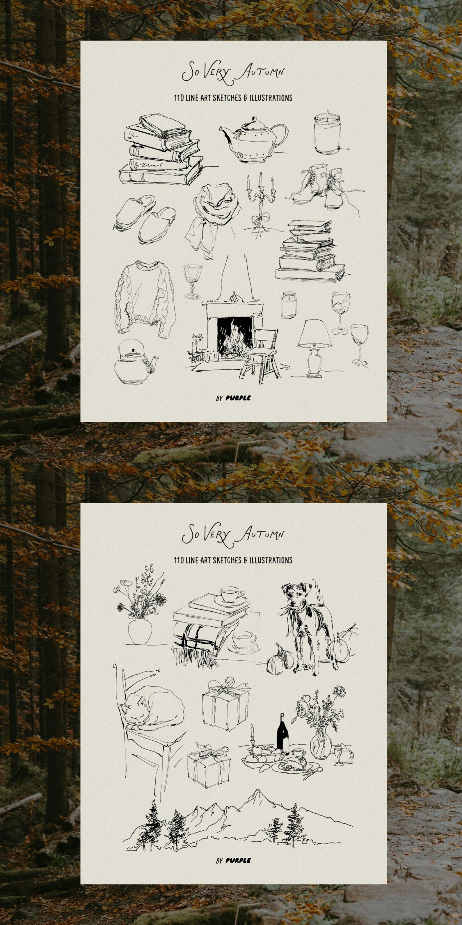 Fall Line Art Sketches: Pumpkin Harvest Clipart (digital Download) - Etsy