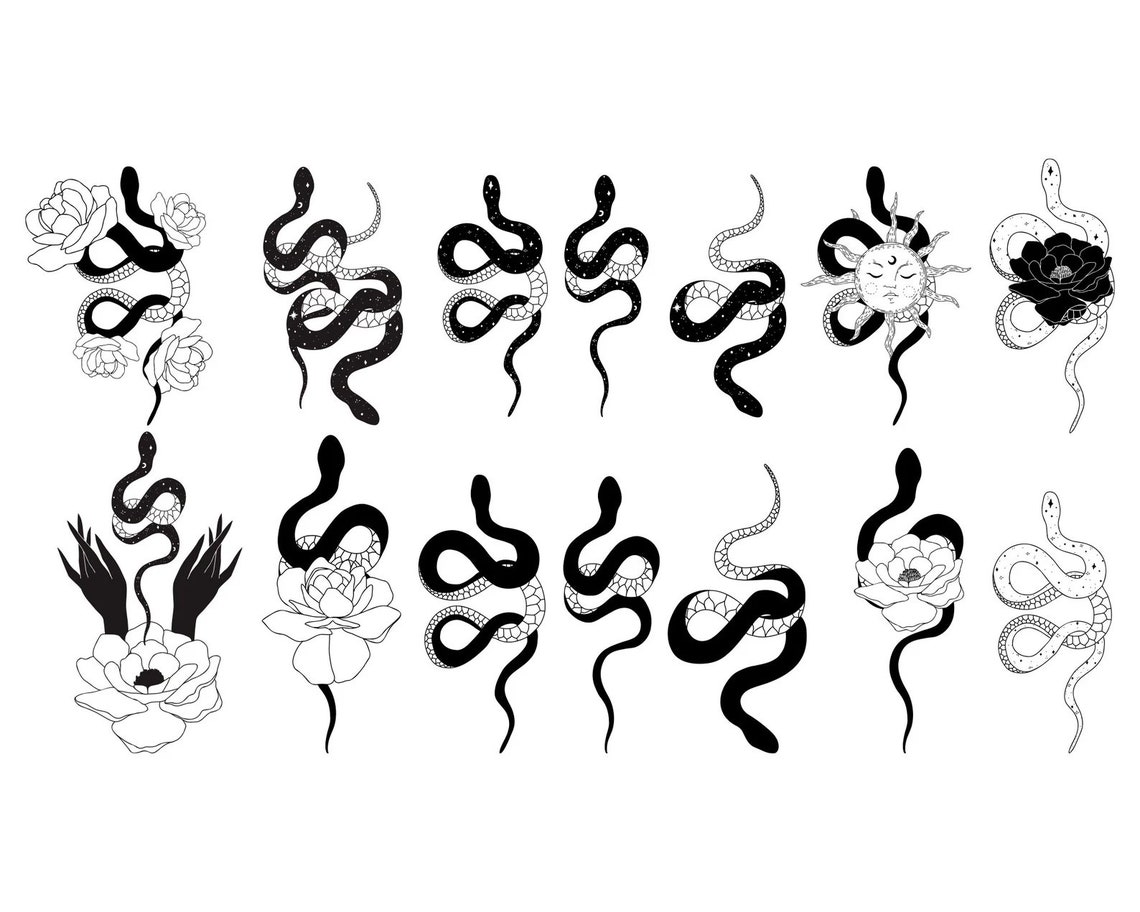 Snake Svg Bundle Floral Snakes Celestial Floral Snake - Etsy