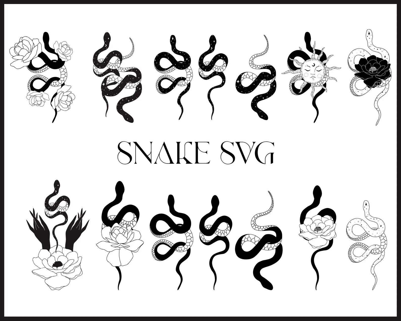 Snake Svg Bundle Floral Snakes Celestial Floral Snake - Etsy