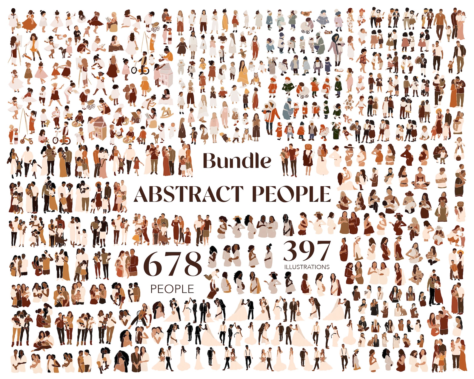 Abstract People Bundle | Family SVG Clipart - Nursing Mother, Father ...