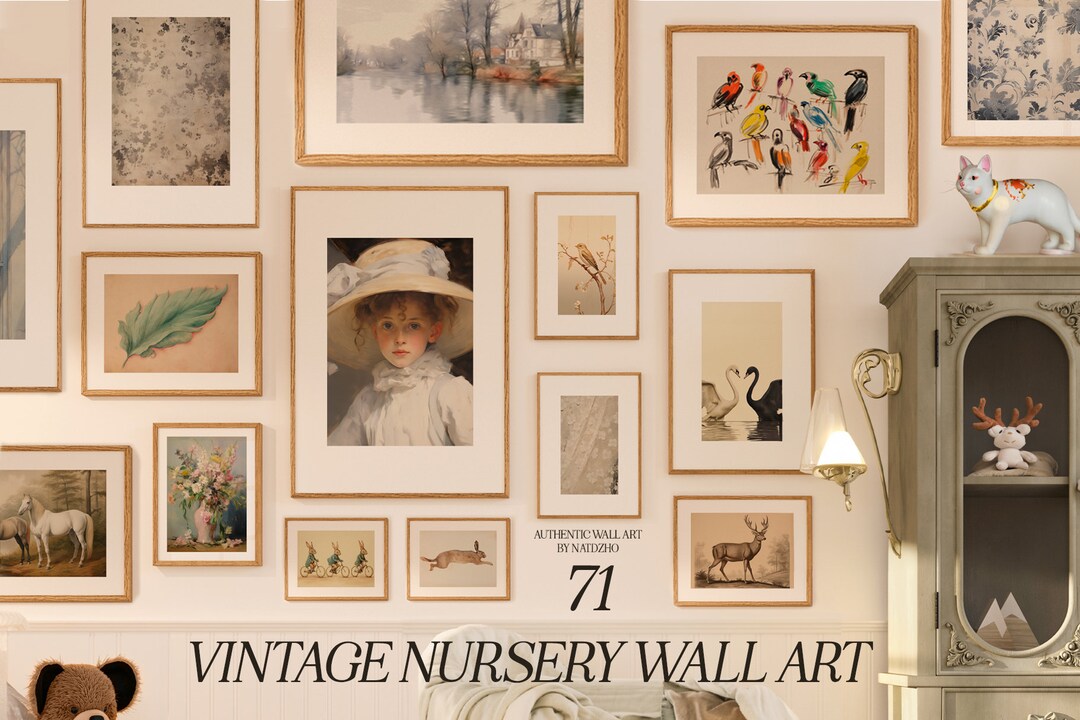 71 Eclectic Vintage Neutral Nursery Print. Poster Bundle for Kid ...