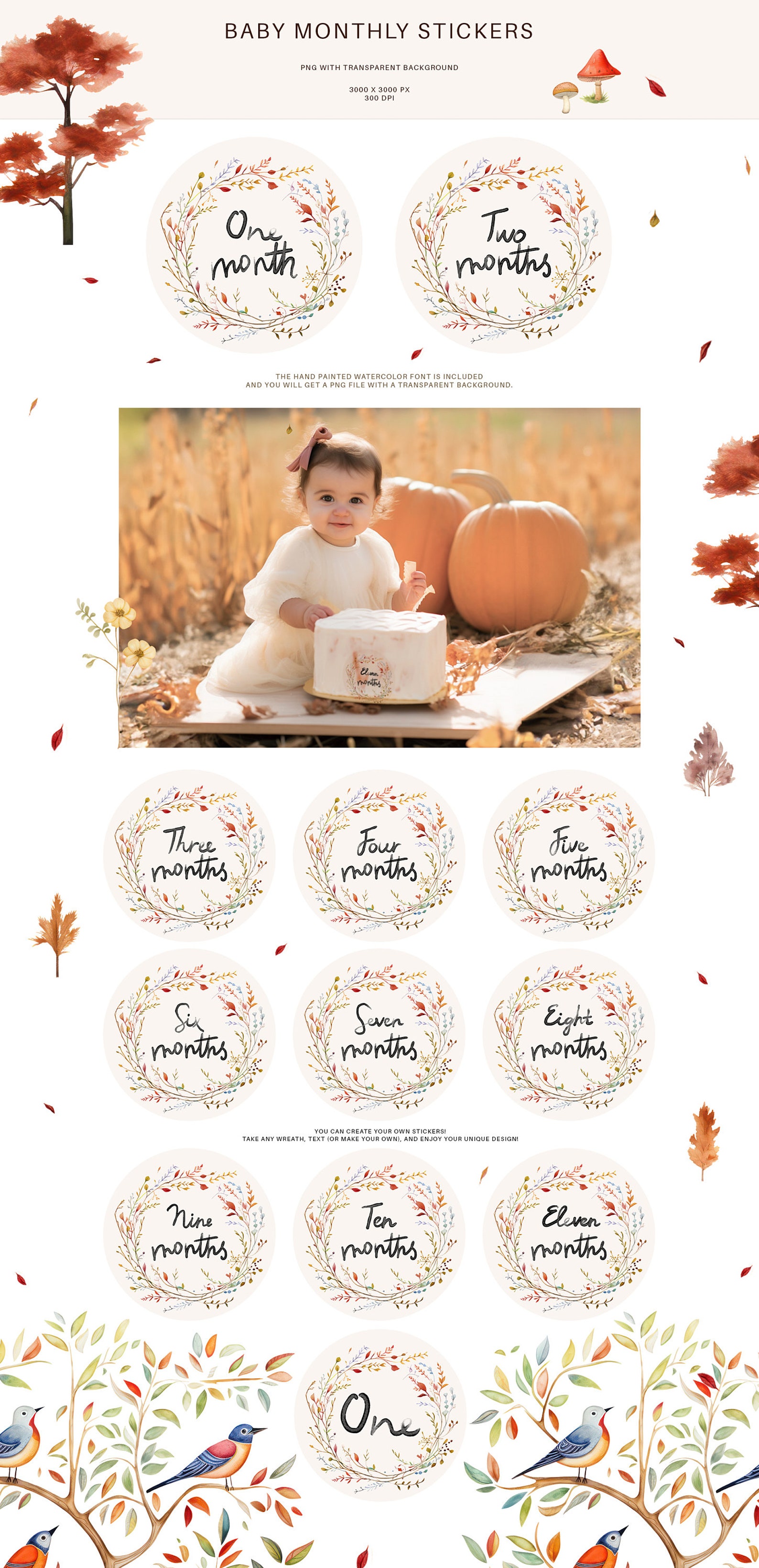 September-november. Watercolor Autumn Clipart. Digital Fall - Etsy
