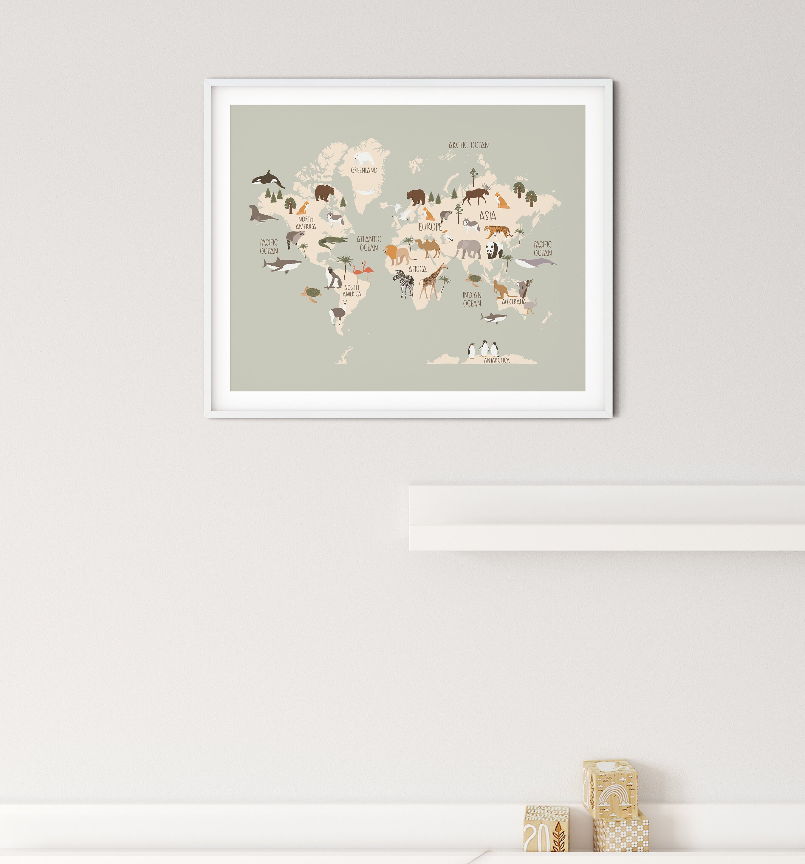 The Very First. Original World Map Animals World Map Kids - Etsy