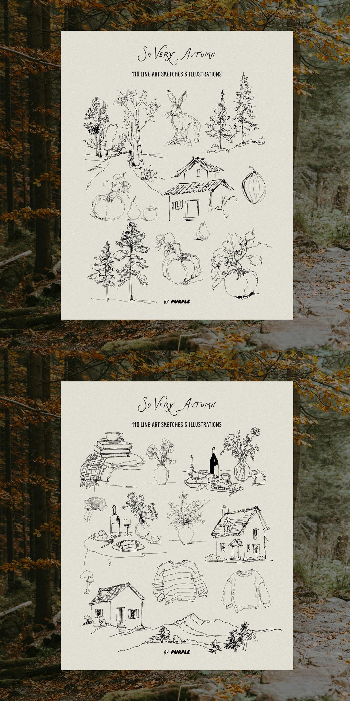 Fall Line Art Sketches: Pumpkin Harvest Clipart (digital Download) - Etsy
