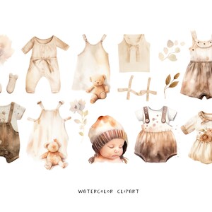 Watercolor Baby Clothes Clipart: Boho Nursery PNG (digital Download) - Etsy