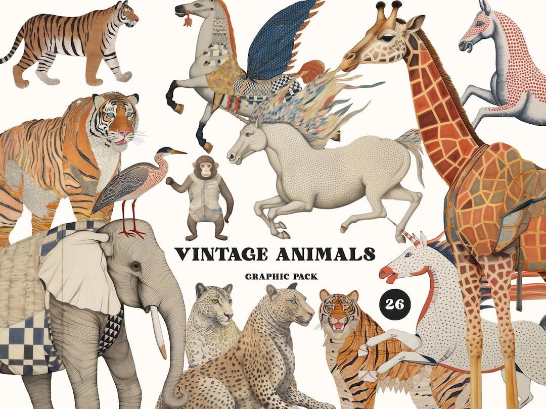 Vintage Animal Illustrations: Antique Ephemera PNG Clipart (digital ...