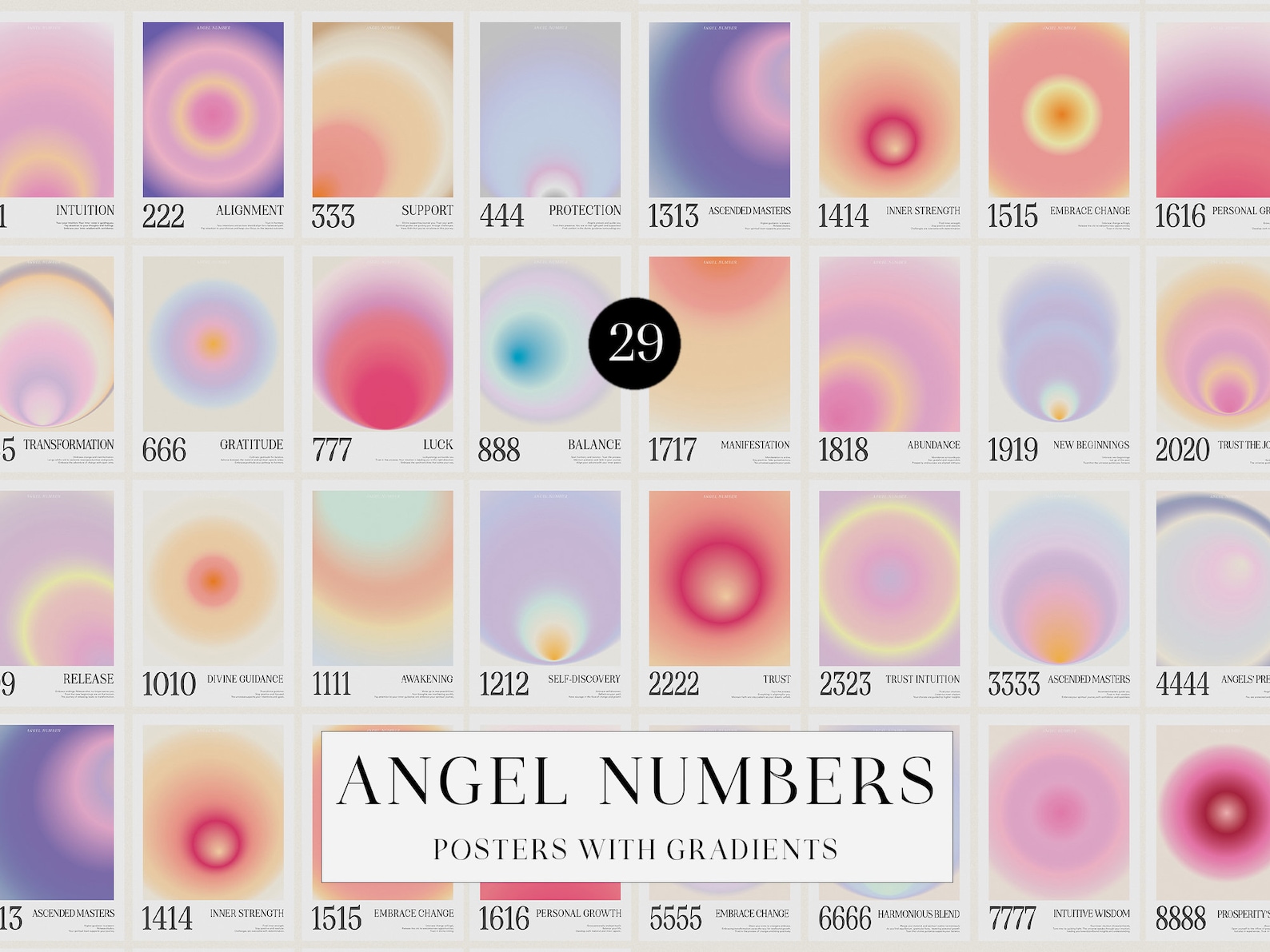 29 Posters With Angel Numbers. Aura Posters, Gradient Aura Angel ...