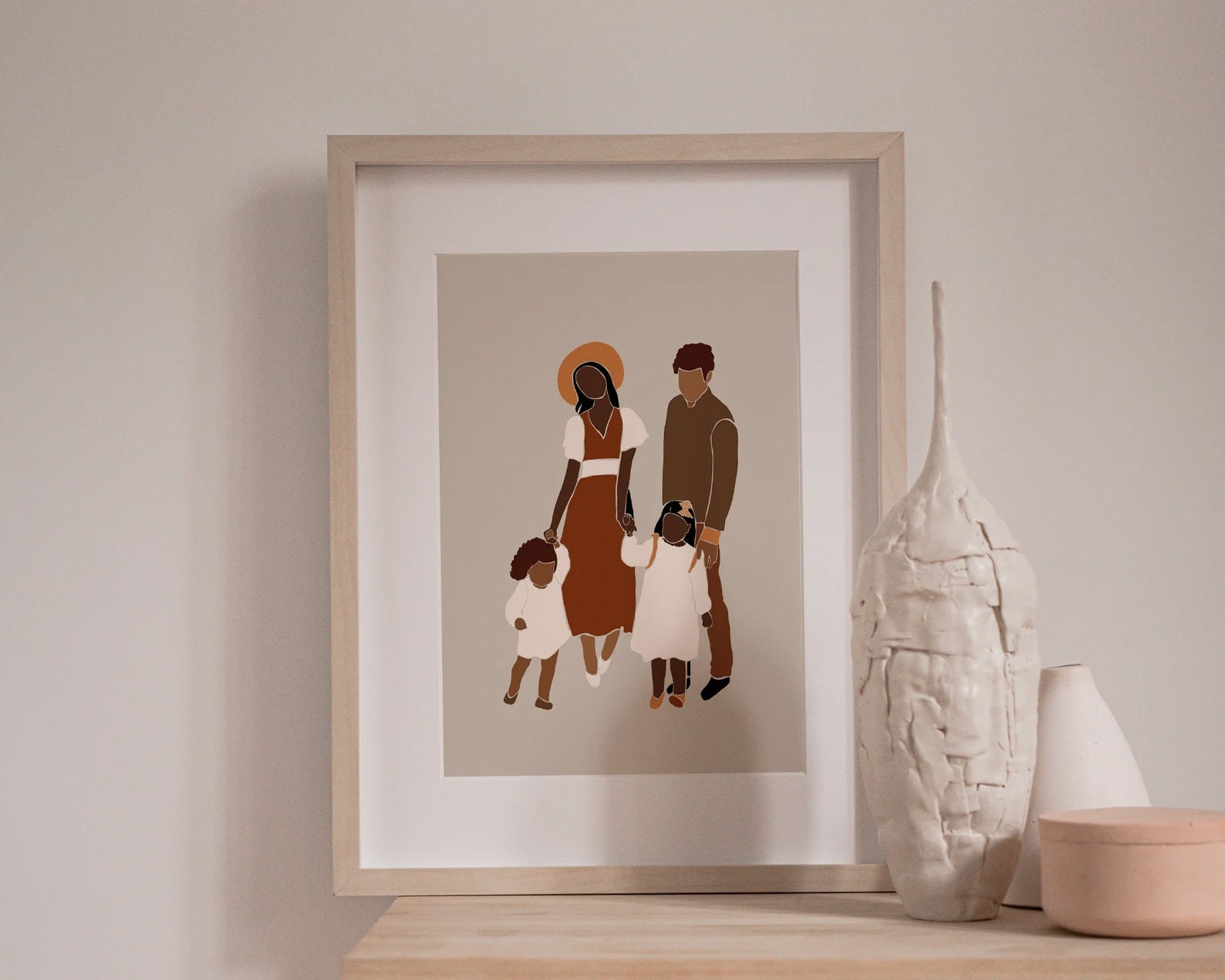 Abstract Family Clipart: Dark Skin Tone Parents, Kids (SVG, PNG) - Etsy