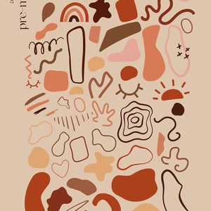 Abstract Hand Drawn Shapes Clipart, Abstract Elements Earth Colors ...