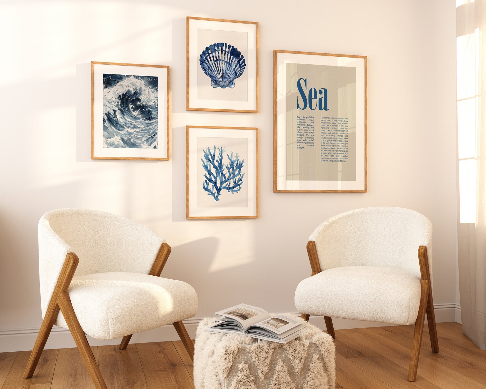 Coastal Wall Art Prints: Navy Blue Beach House Decor (set of 60 ...
