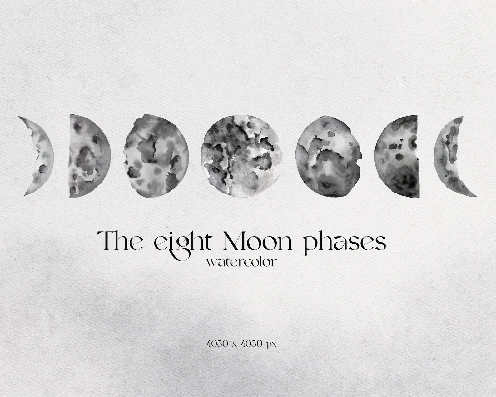 Watercolor Moon Phases Clipart: Lunar Cycle PNG (digital Download) - Etsy