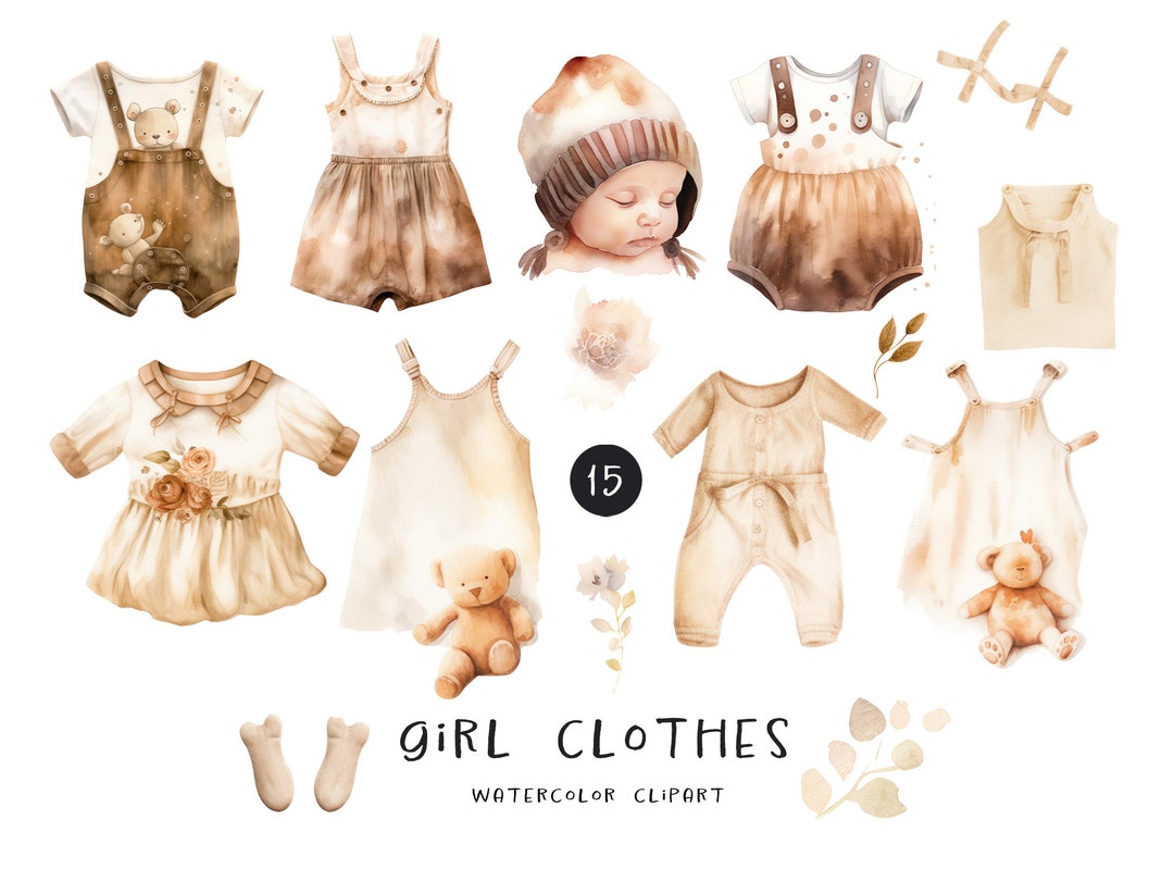Watercolor Baby Clothes Clipart: Boho Nursery PNG (digital Download) - Etsy