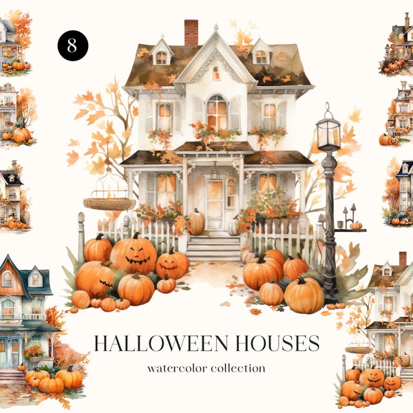 Halloween Pumpkin House Clipart - Etsy