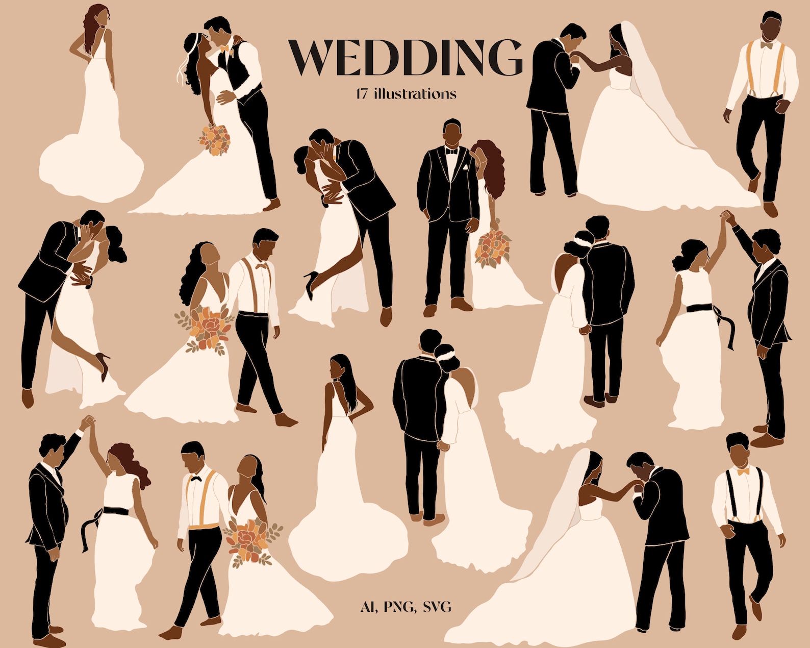 Abstract Wedding People Bride and Groom. Marriage Couple - Etsy