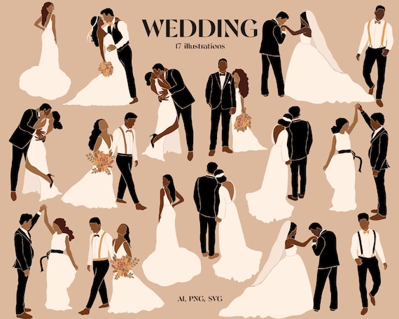 Abstract Wedding People Bride and Groom. Marriage Couple - Etsy