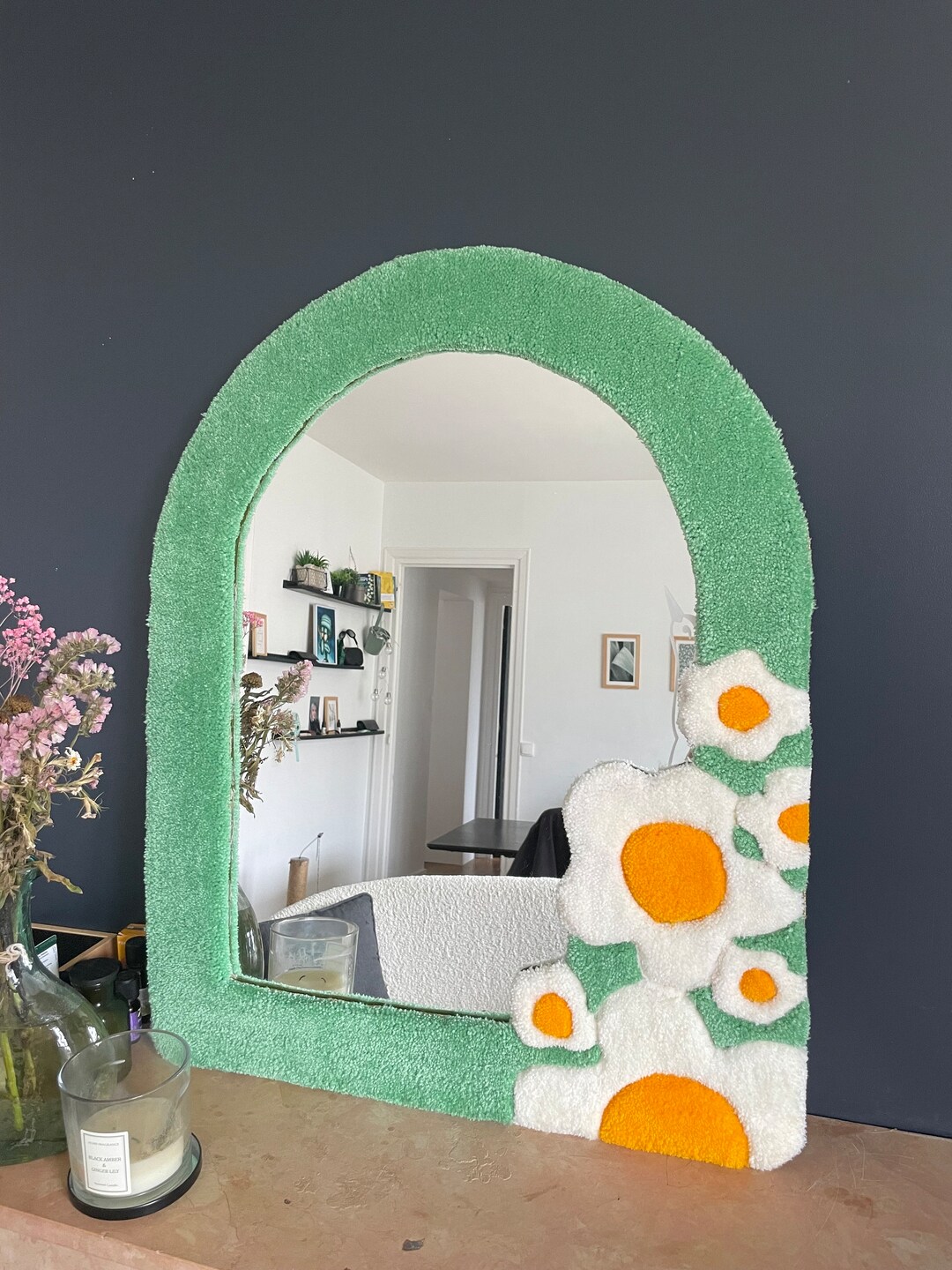 Hand-tufted Wavy Mirror - Ultra Soft and Fluffy Acrylic Wall Decor ...
