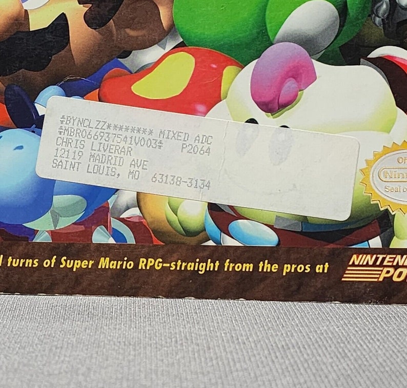 Vintage Super Mario RPG Legend of the Seven Stars Official Nintendo ...