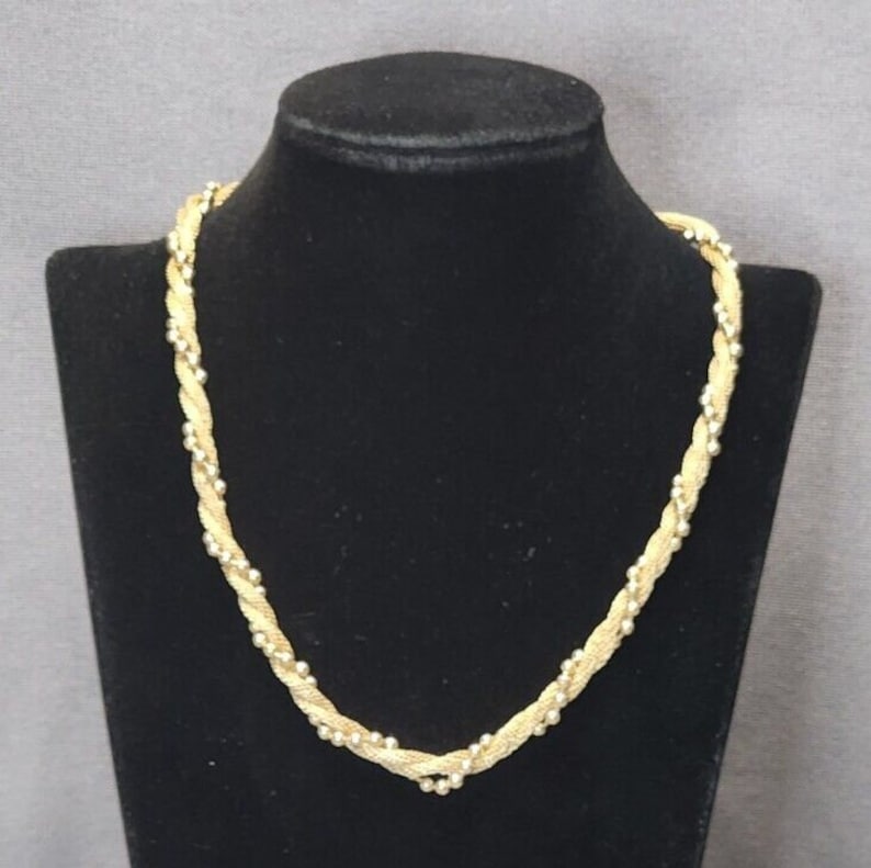 Vintage Avon Gold-tone Choker Collar Necklace 16 Twisted Mesh Rope Bead ...