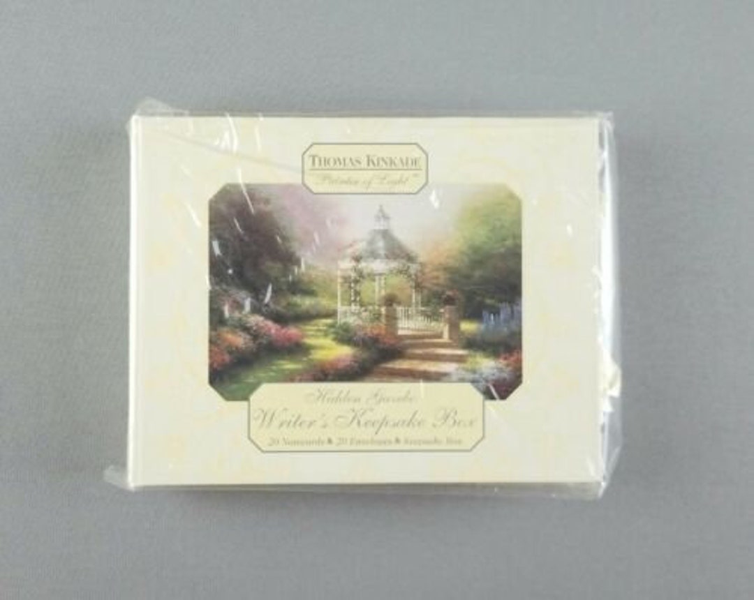 Thomas Kinkade Painter of Light Artist hidden Gazebo Writer's Keepsake Box 20 Blank Notecards ...