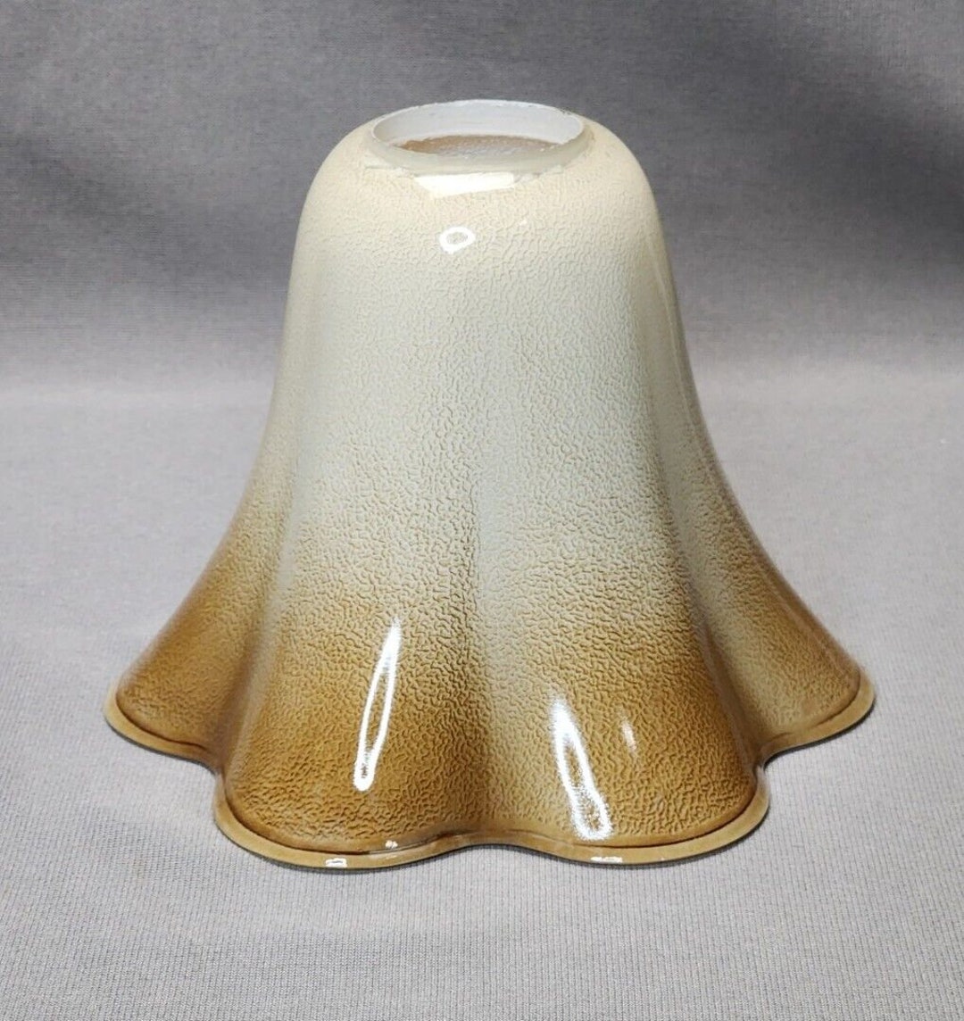 Vintage Brown & Cream Ombre Glass Bell Light Shade Lamp Shade Sconce ...