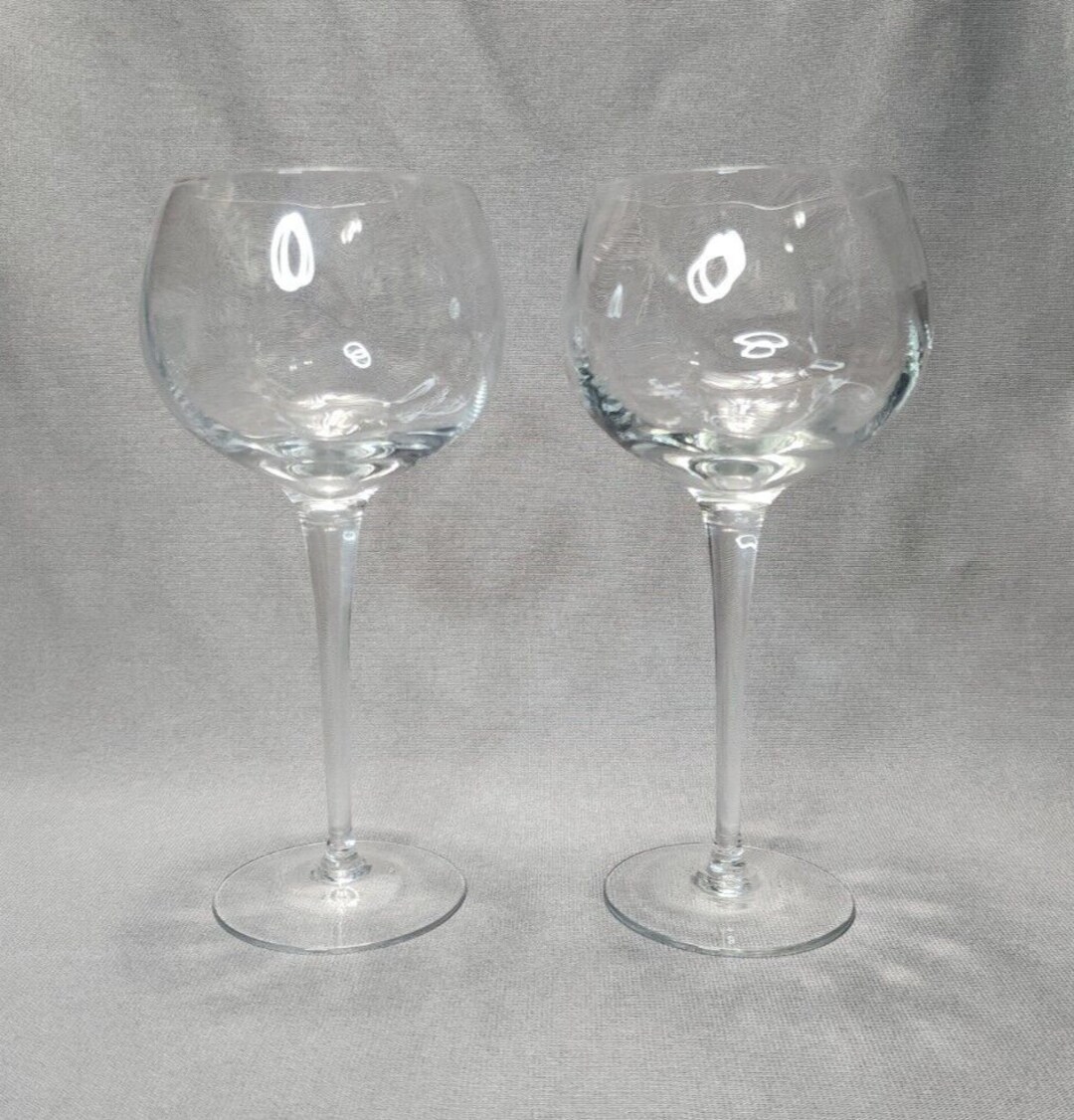 Vintage Optic Glass Crystal Wine Glass Goblets Set of 2 Glasses 14 Oz ...