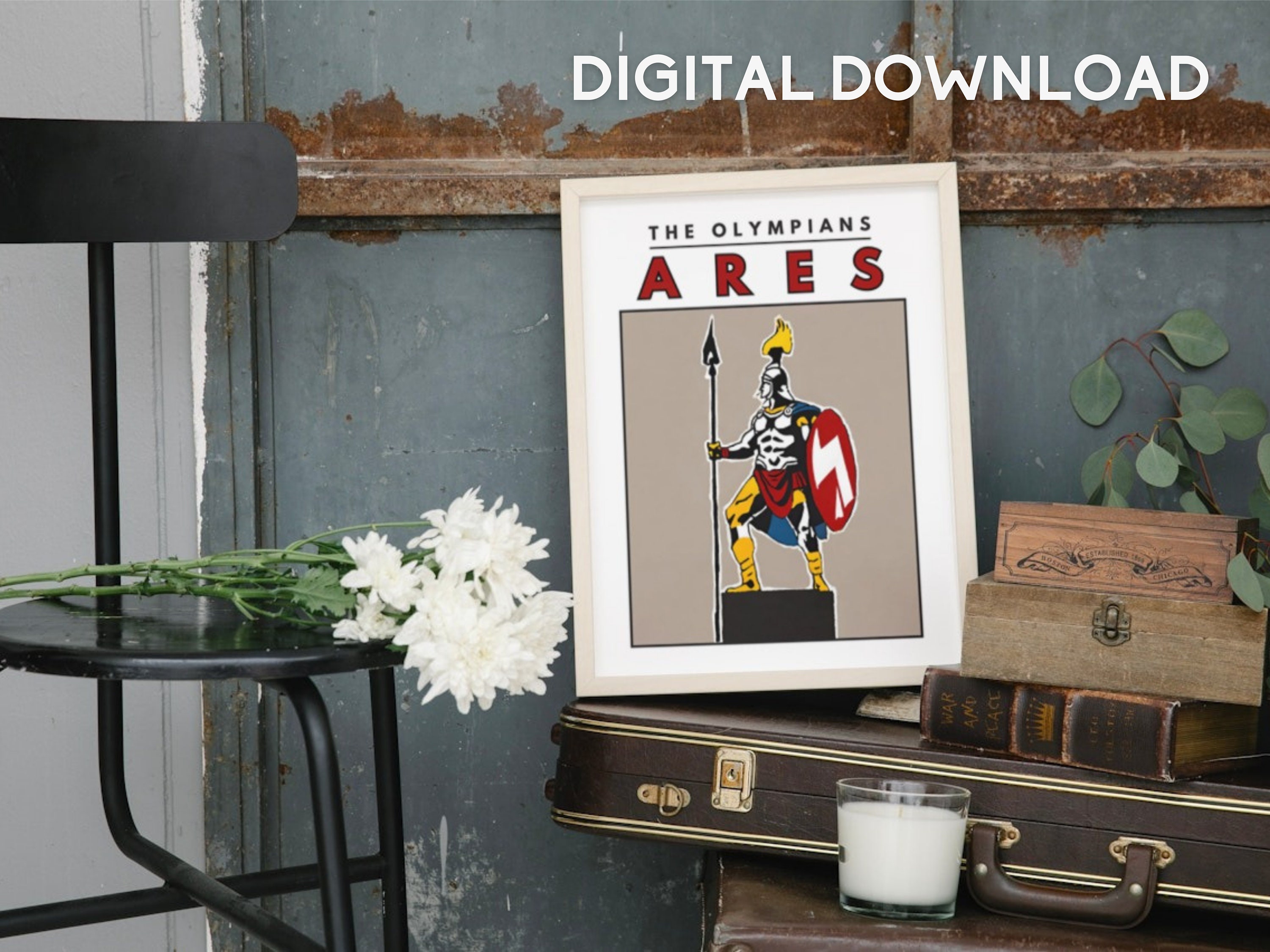 Ares WALL ART | Retro Greek Gods | Printable Poster | Vintage Mythology ...