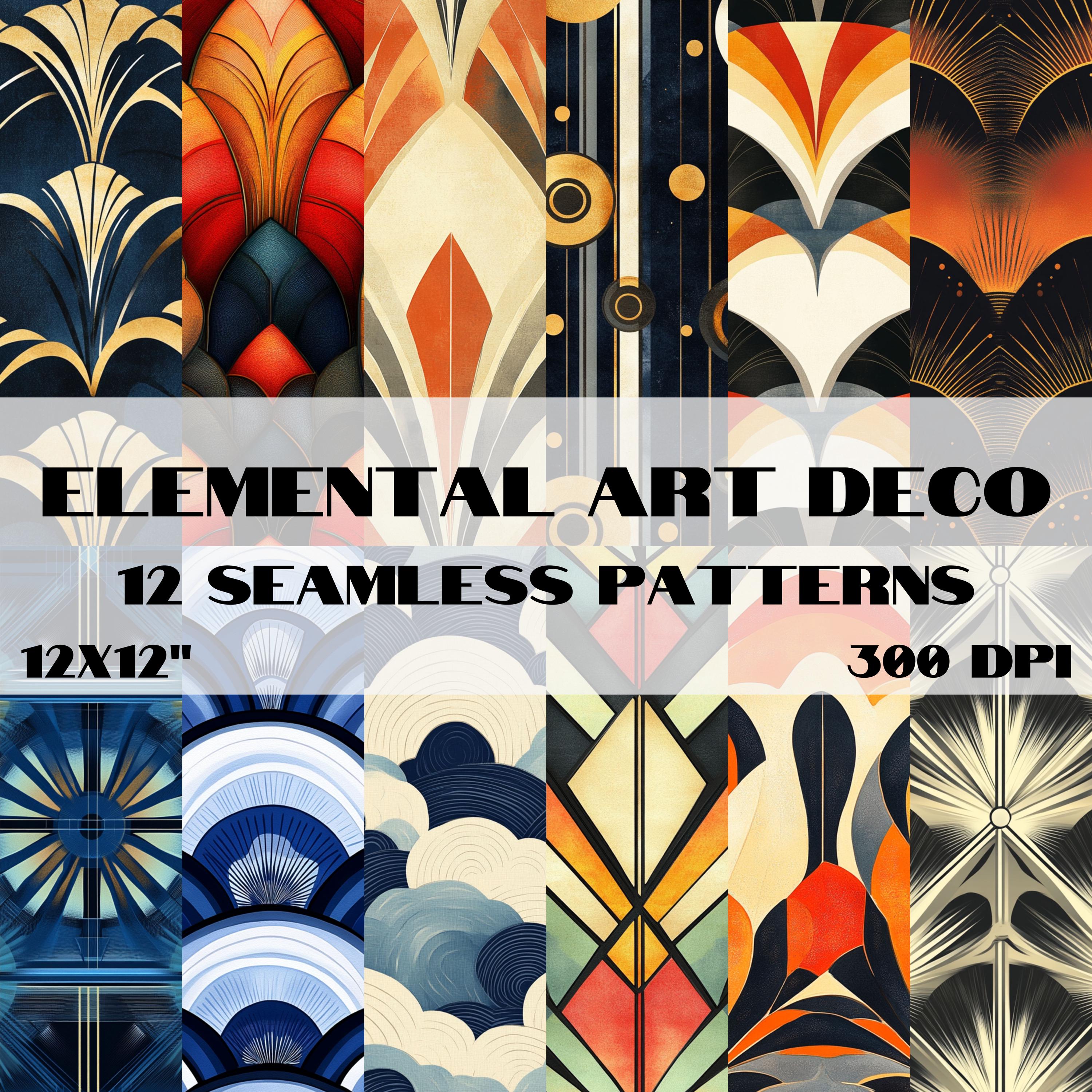 Art Deco Digital Paper | 12 Elemental Seamless Patterns (digital ...
