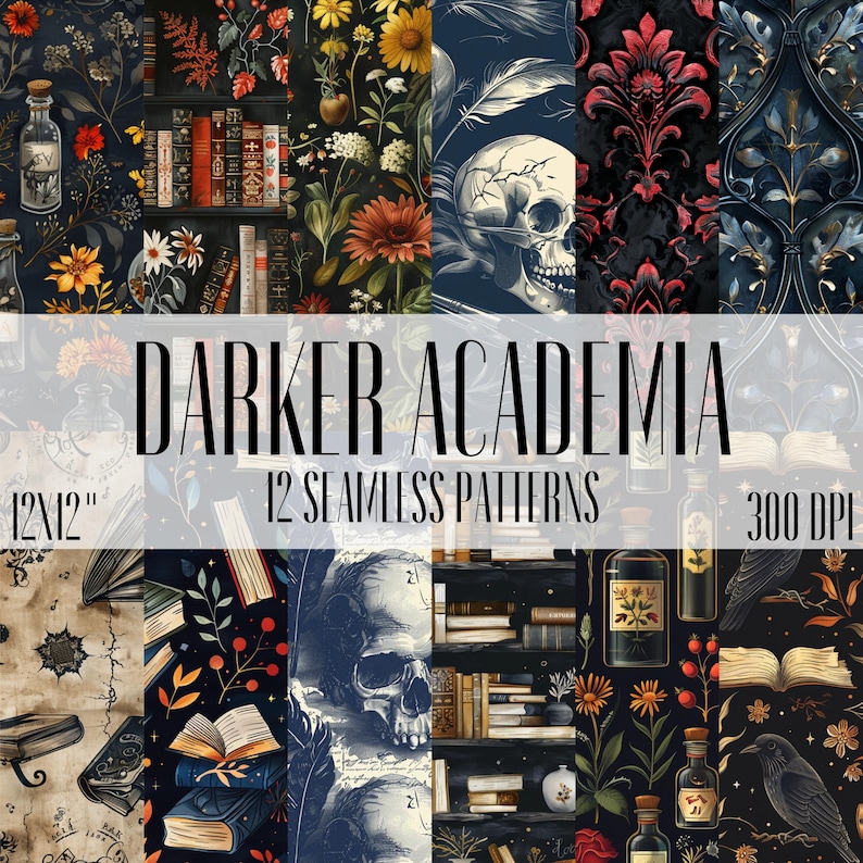 Dark Academia Digital Paper | Gothic Seamless Patterns (instant ...