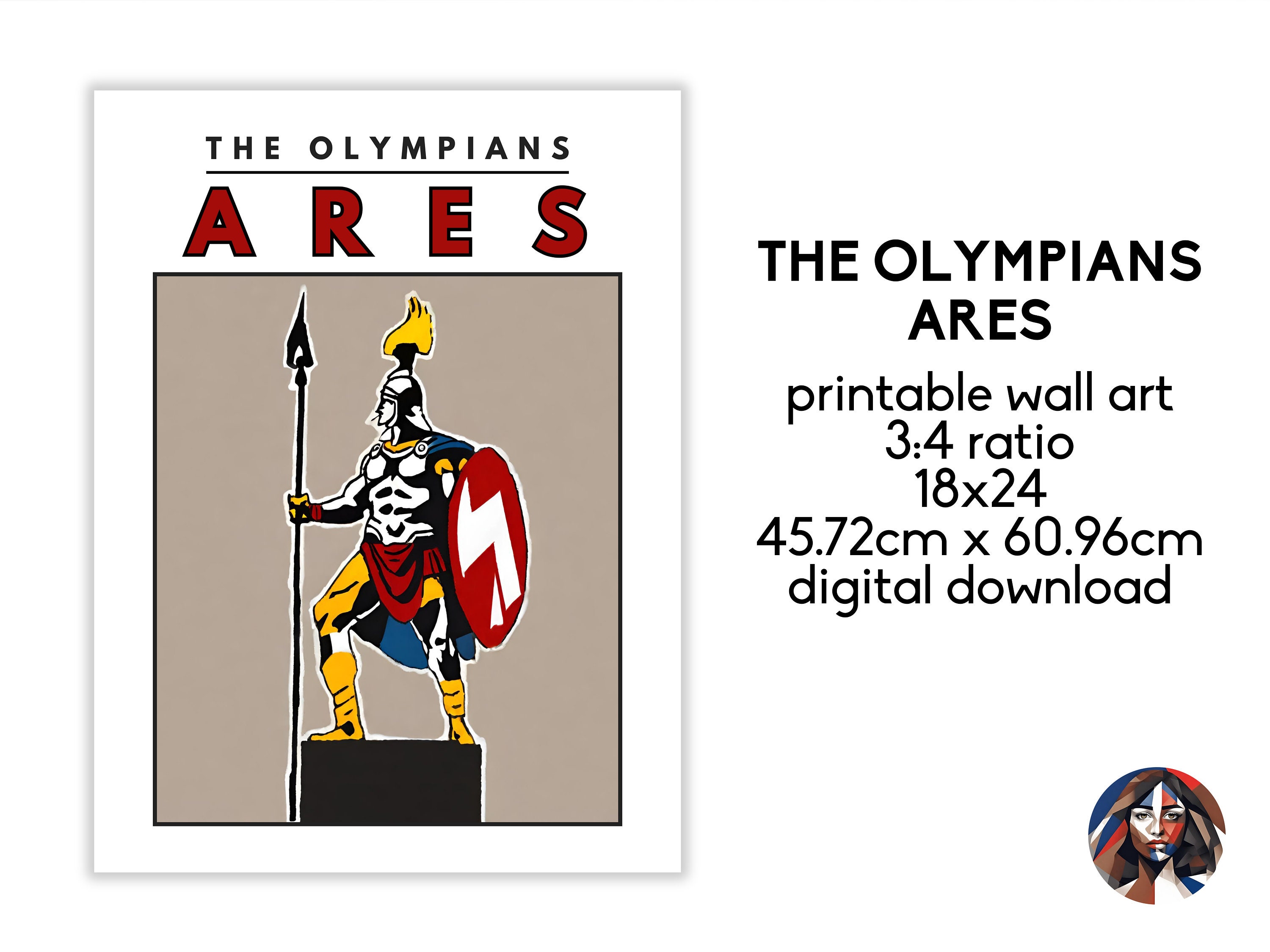 Ares WALL ART | Retro Greek Gods | Printable Poster | Vintage Mythology ...