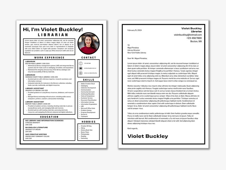 Résumé Template CV Template Cover Letter Template Canva Templates ...