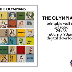 The Olympians WALL ART | Retro Greek Gods | Printable Poster | Vintage ...