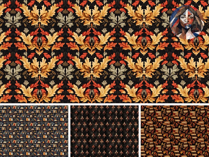 Autumn Academia DIGITAL PAPER Fall Aesthetic Dark Academia Patterns 12 ...