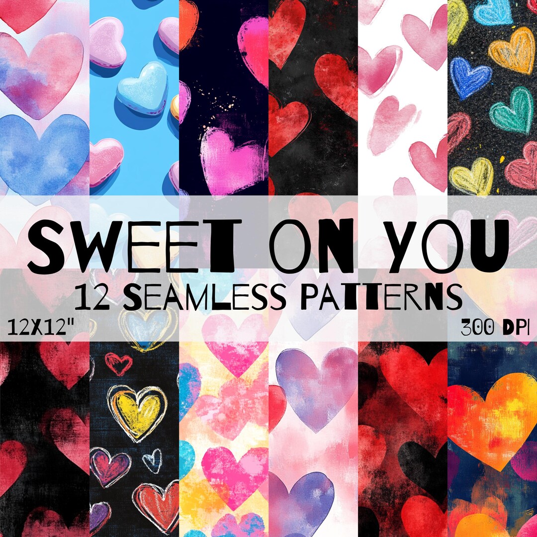 Watercolor Hearts Digital Paper | Valentine's Day Seamless Patterns ...