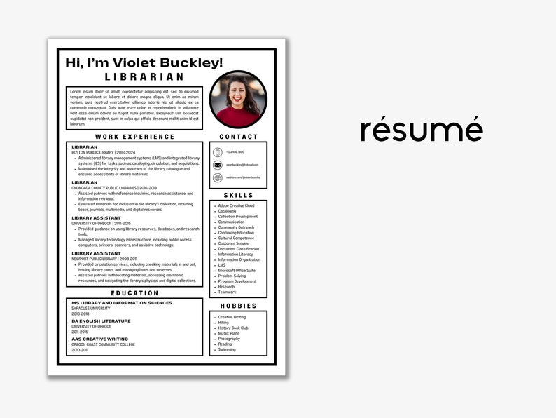 Résumé Template CV Template Cover Letter Template Canva Templates ...
