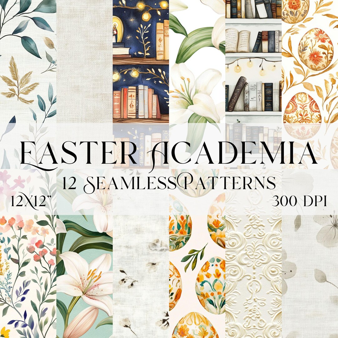 Easter Academia Digital Paper | Springtime Seamless Patterns (digital ...
