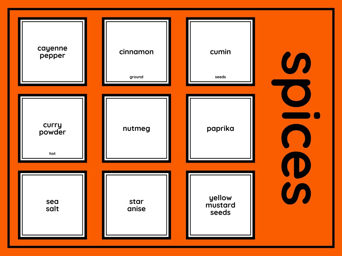 191 HERB & SPICE LABELS | Spice Jar Labels | Kitchen Organization ...
