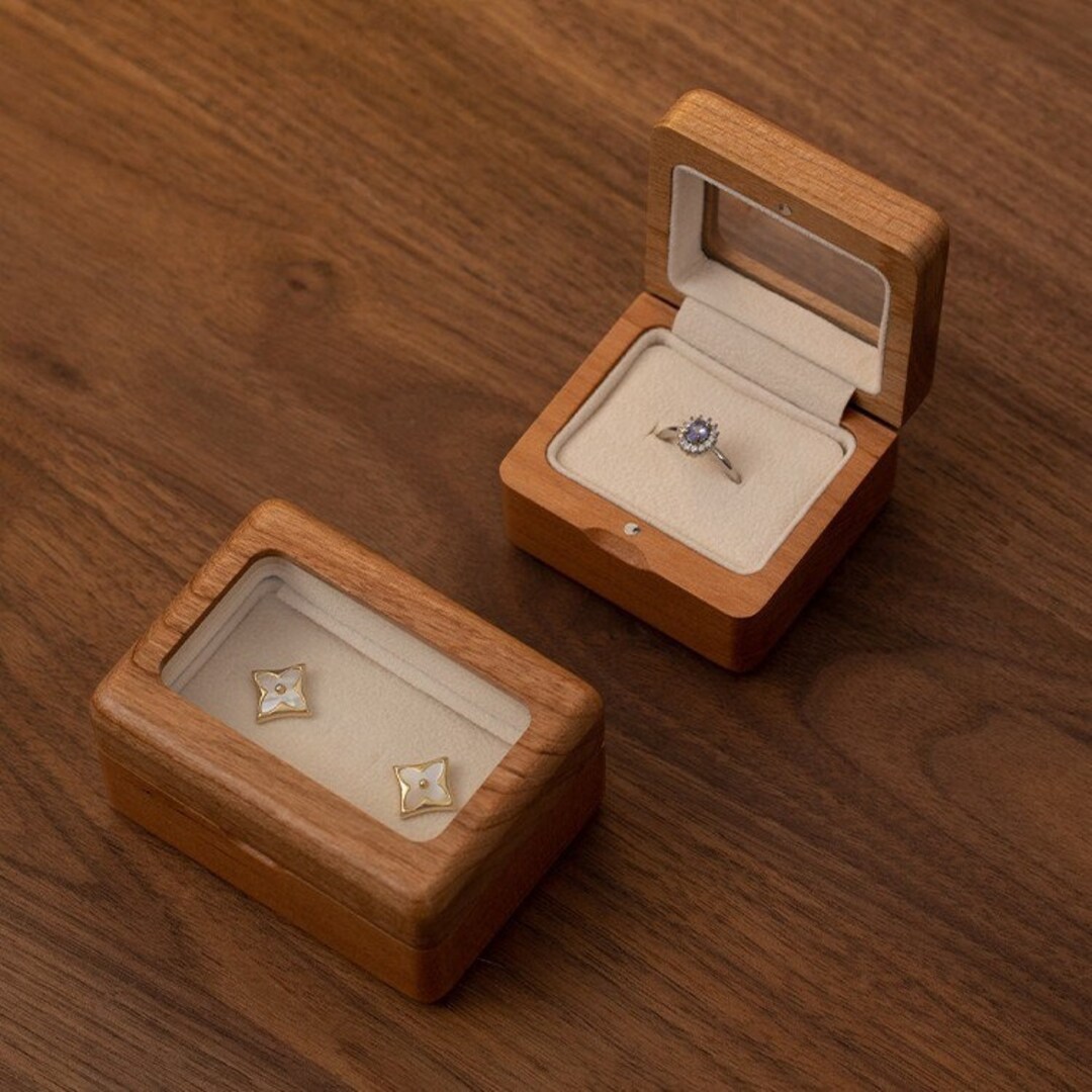 Customizable Wooden Ring Box, Engagement Jewelry Box, Personalized ...