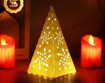 Christmas 2 Paper Cut Pyramid Lantern Light Box Template, 3D Lantern ...