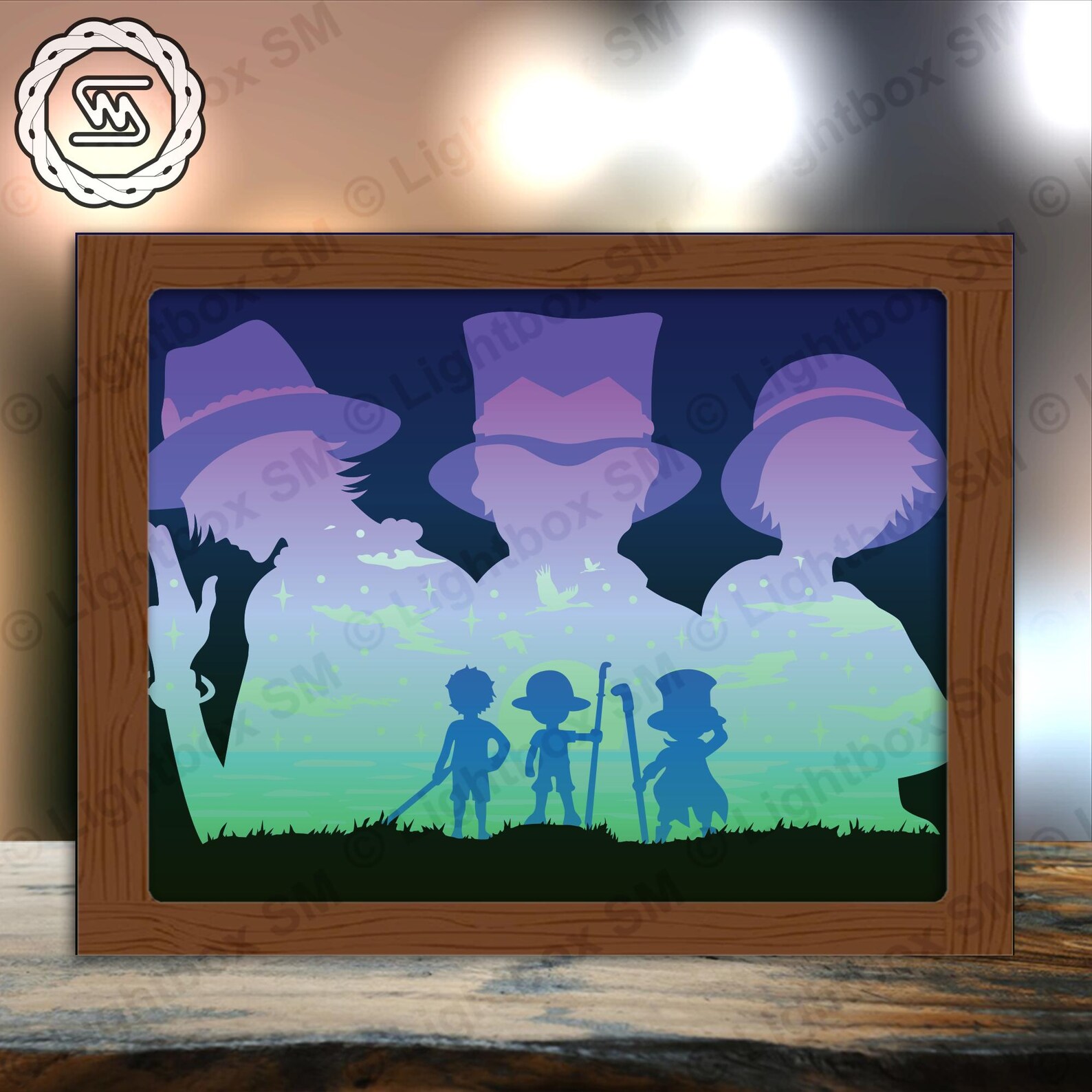 One Piece Papercut Light Box Template: 3D Shadow Box SVG (digital ...