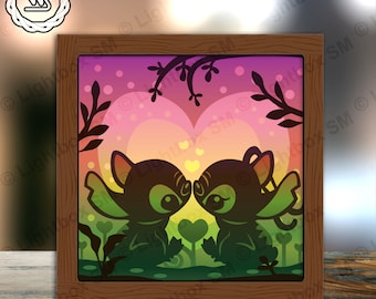Stitch and Angel Paper Cut Light Box Template Files, Shadow Box, 3D ...