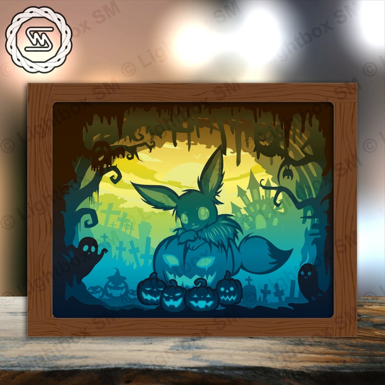 Pokemon Eevee Halloween Paper Cut Light Box Template Files - Etsy