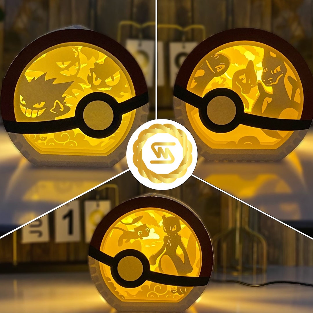 Combo 3 Pokeball Lightbox , Shadow Box, 3D Papercut Lightbox Svg File ...