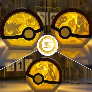 Combo 3 Pokeball Lightbox , Shadow Box, 3D Papercut Lightbox Svg File ...